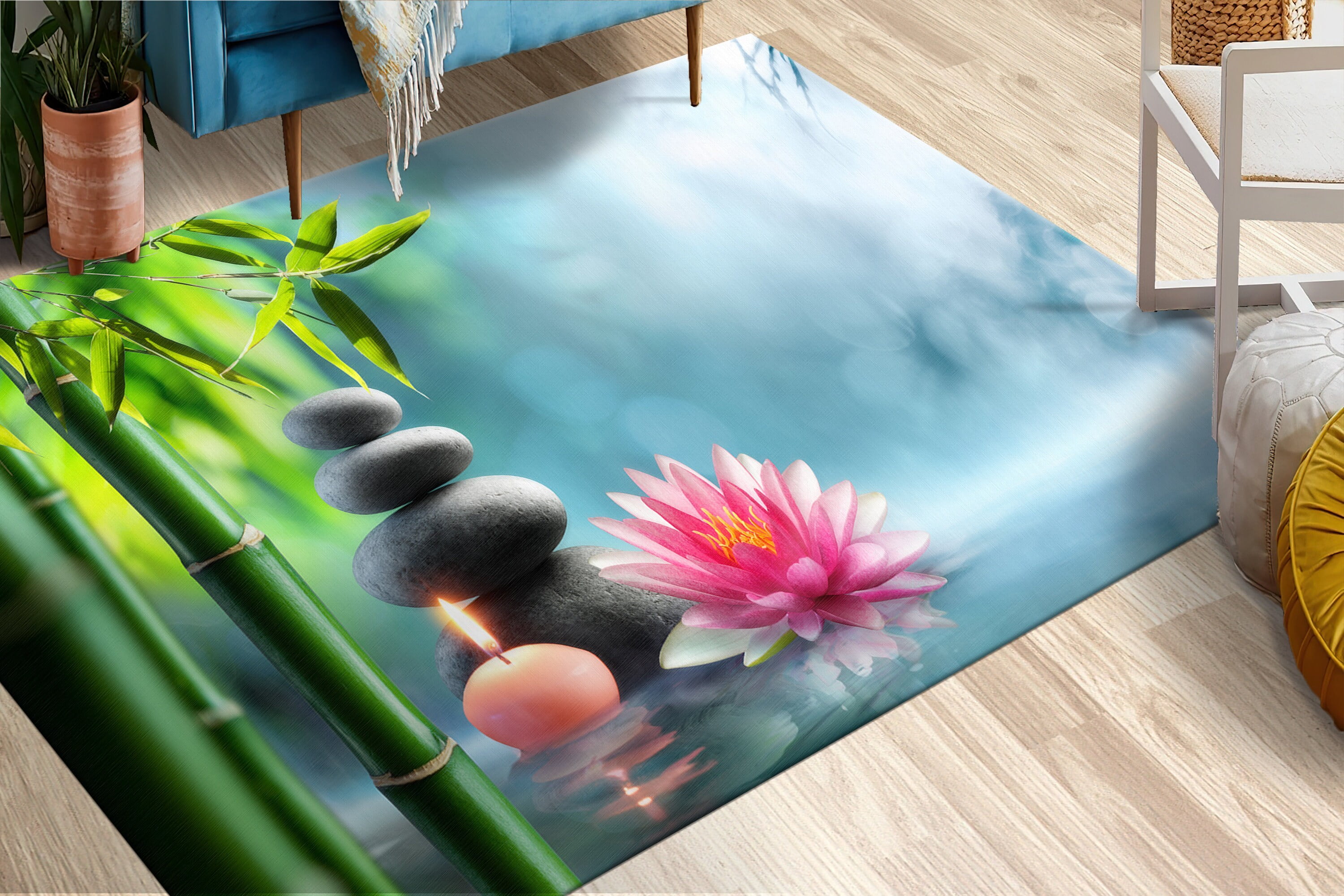 Entryway Rug, Thin Rug, Modern Rug Office Decor Rugs, Zen Stones Rug ...