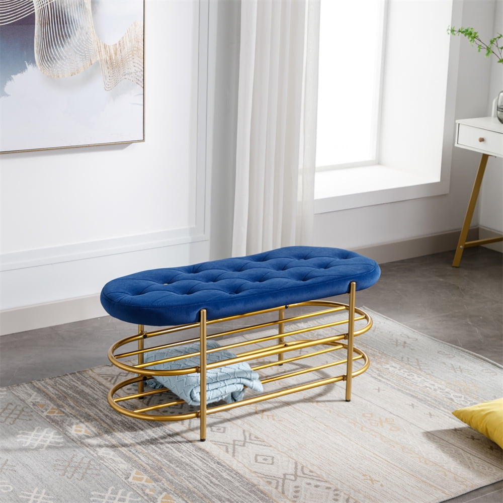 Entryway Shoe Bench with 2 Tier Rack, Button-Tufted Bench for End of ...