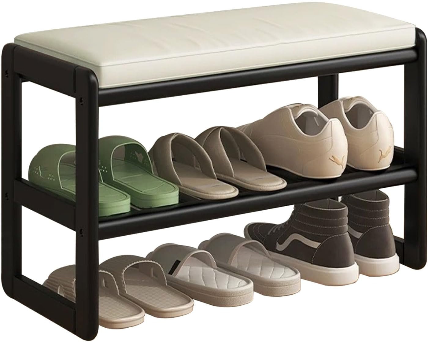 Entryway Shoe Bench, 2-Tier Solid Wood Shoe Bench, Small Shoe Bench ...