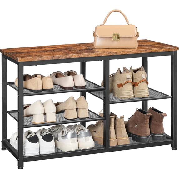 Entryway Shoe Bench + 5-Tier Storage Shelf – Sturdy & Space-Saving ...