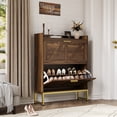Entryway Shoe Cabinet Double-Layer Flip Drawer Design, Freestanding ...