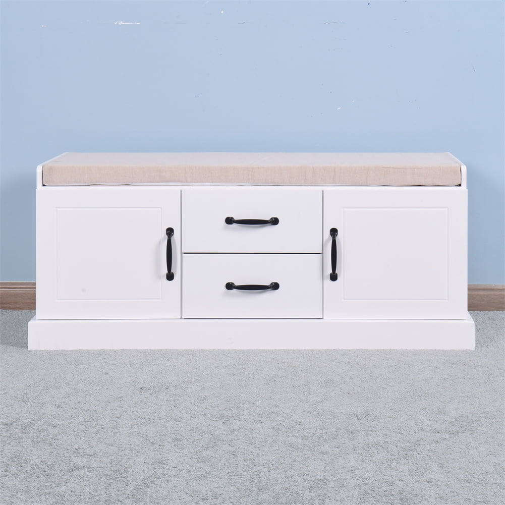 Entryway Shoe Cabinet Storage Bench with Drawers, Wooden Storage Bench ...