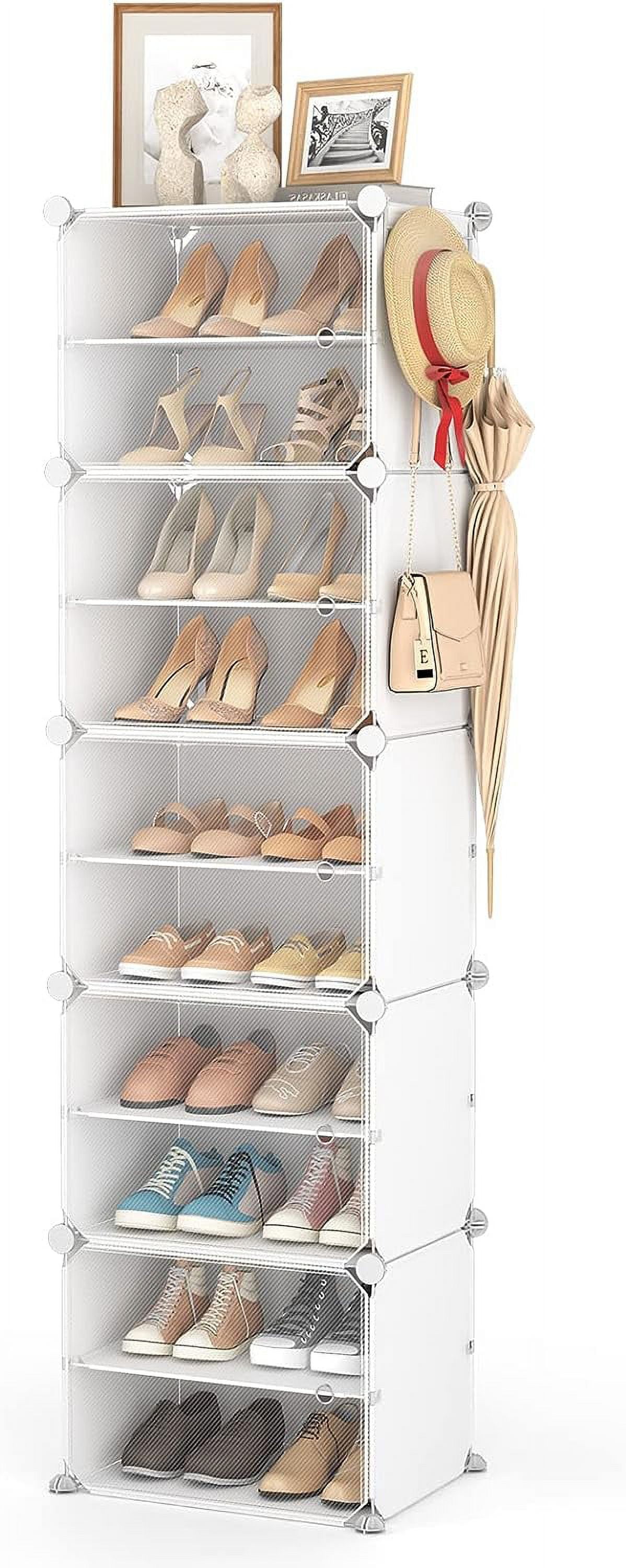 Entryway Shoe Rack + 10-Tier Plastic Shelf – Tall & Portable Organizer ...