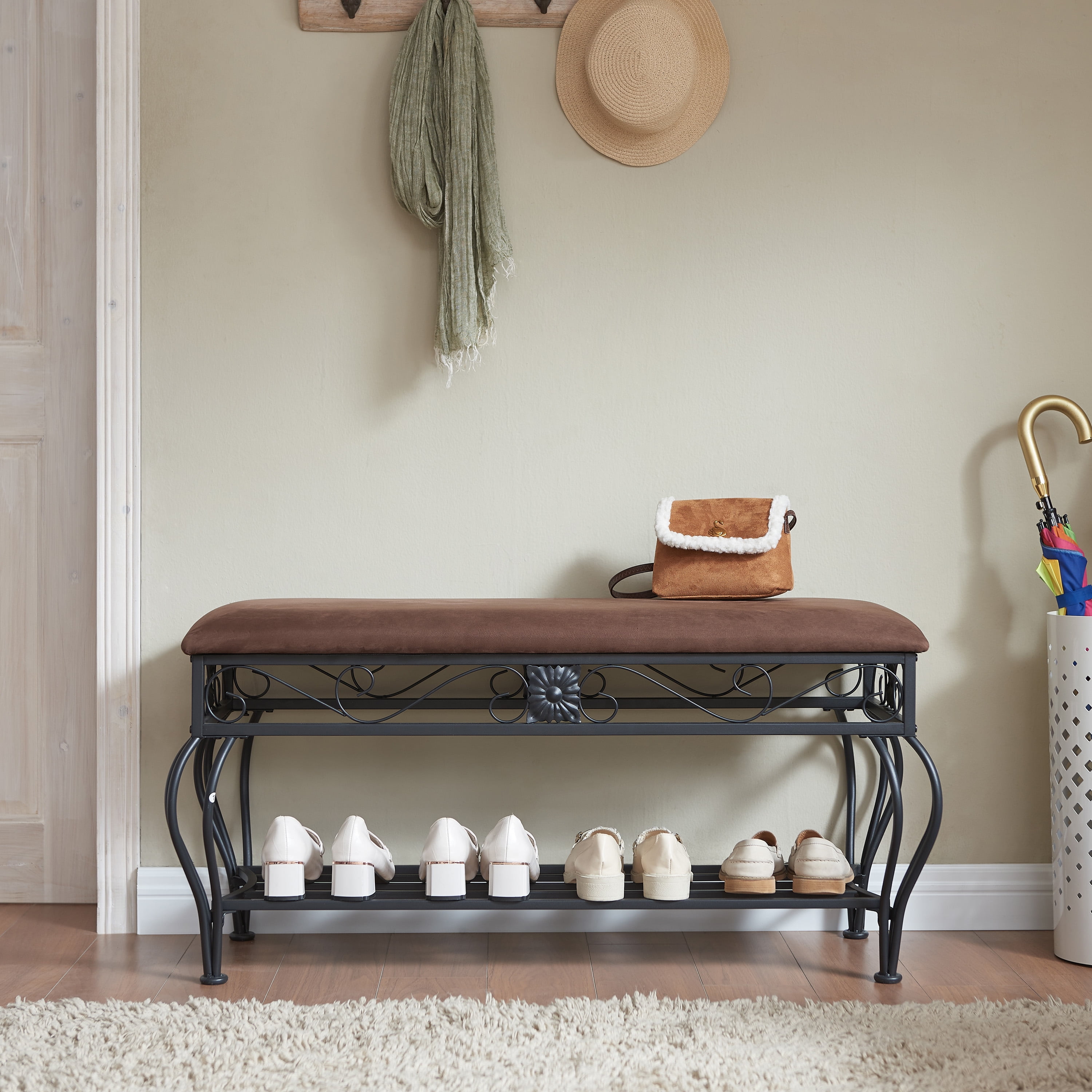 Entryway Shoe Rack Bench, Industrial Bench, Rustic Shoe Rack for Small ...