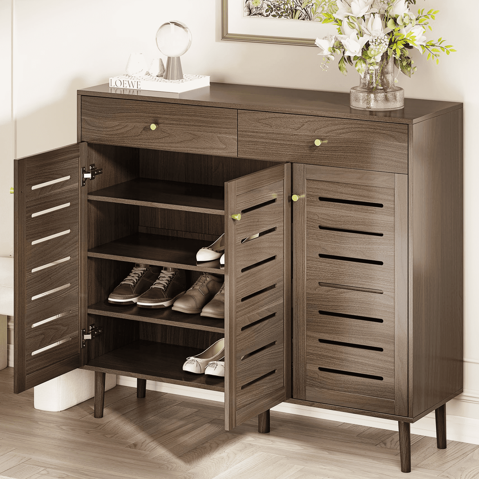 Entryway Shoe Storage Cabinet with Drawers, Extra Deep Shelves ...