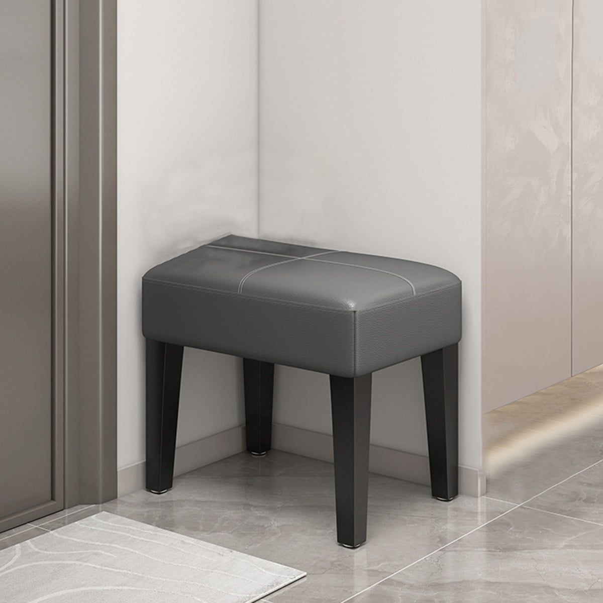Entryway Stool Modern Vanity Bench Ottoman Pouf Compact Foot Rest ...