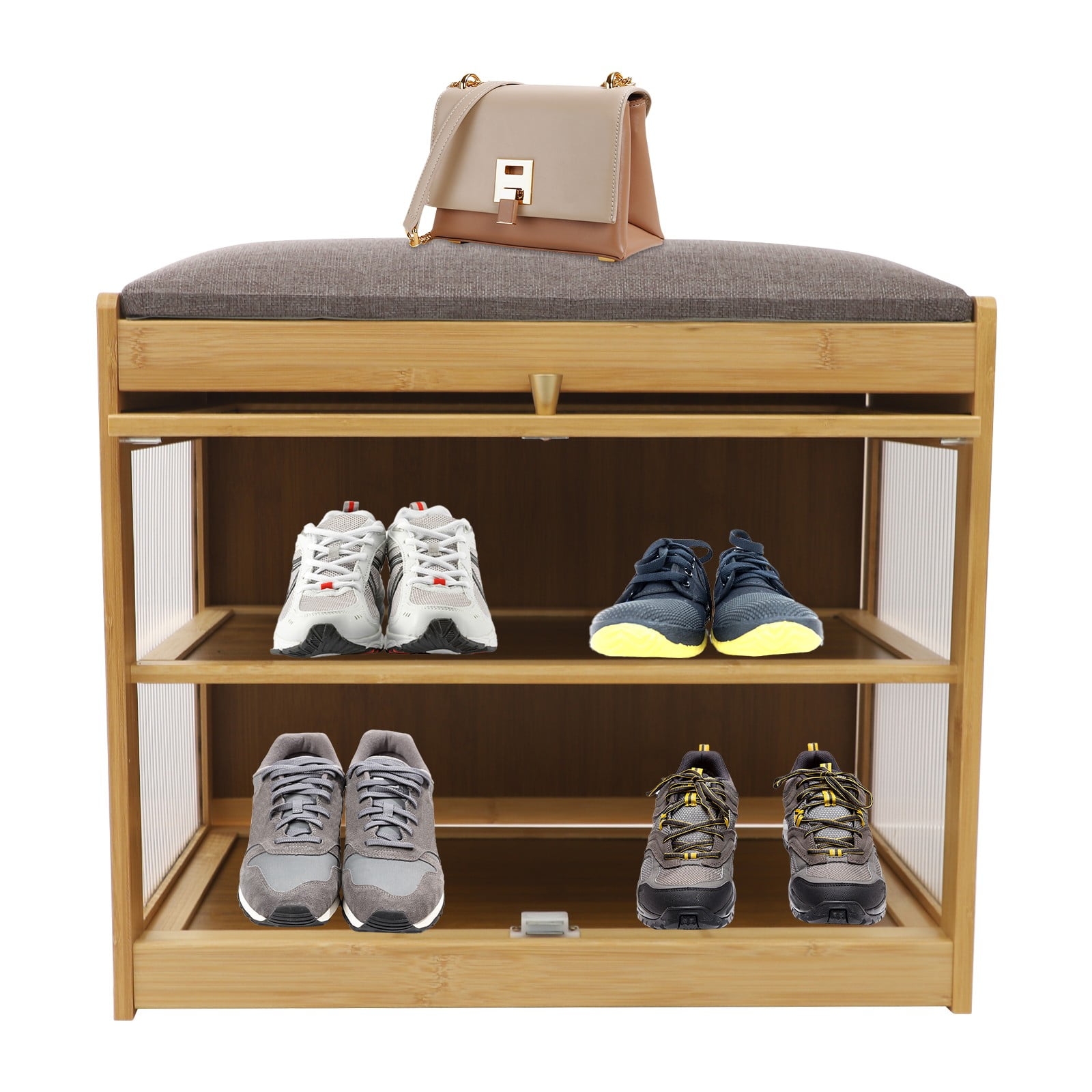 Entryway Storage Bench, Shoe Rack with Seat and Long Rainbow Acrylic ...