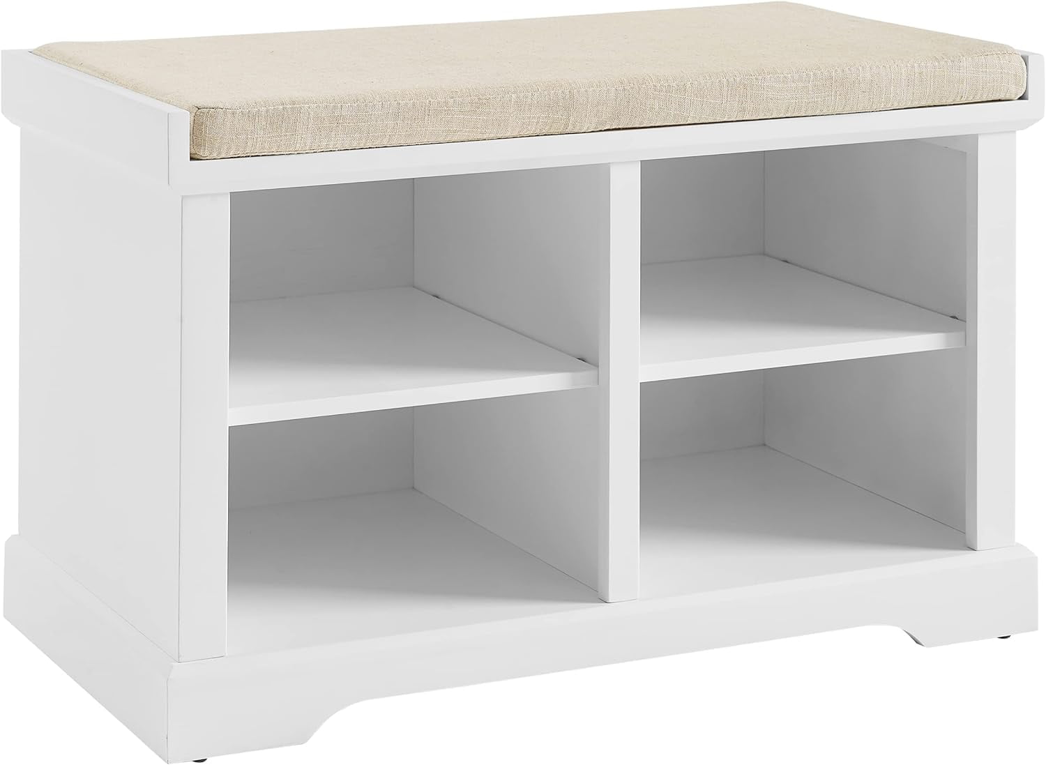 Entryway Storage Bench with Shoe Rack Organizer Shelves, White ...