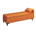 Entryway Storage Ottoman,Modern Leather Bench with Single-sided Armrest ...
