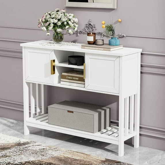 Entryway Table with 2 Doors, Console Sofa Table with Storage & Shelf ...