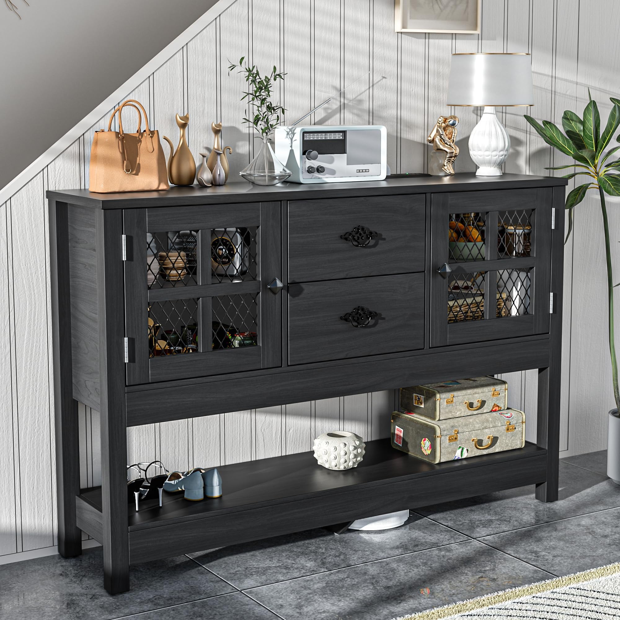 Entryway Table with 2 Drawers, 47" Farmhouse Console Tables with ...