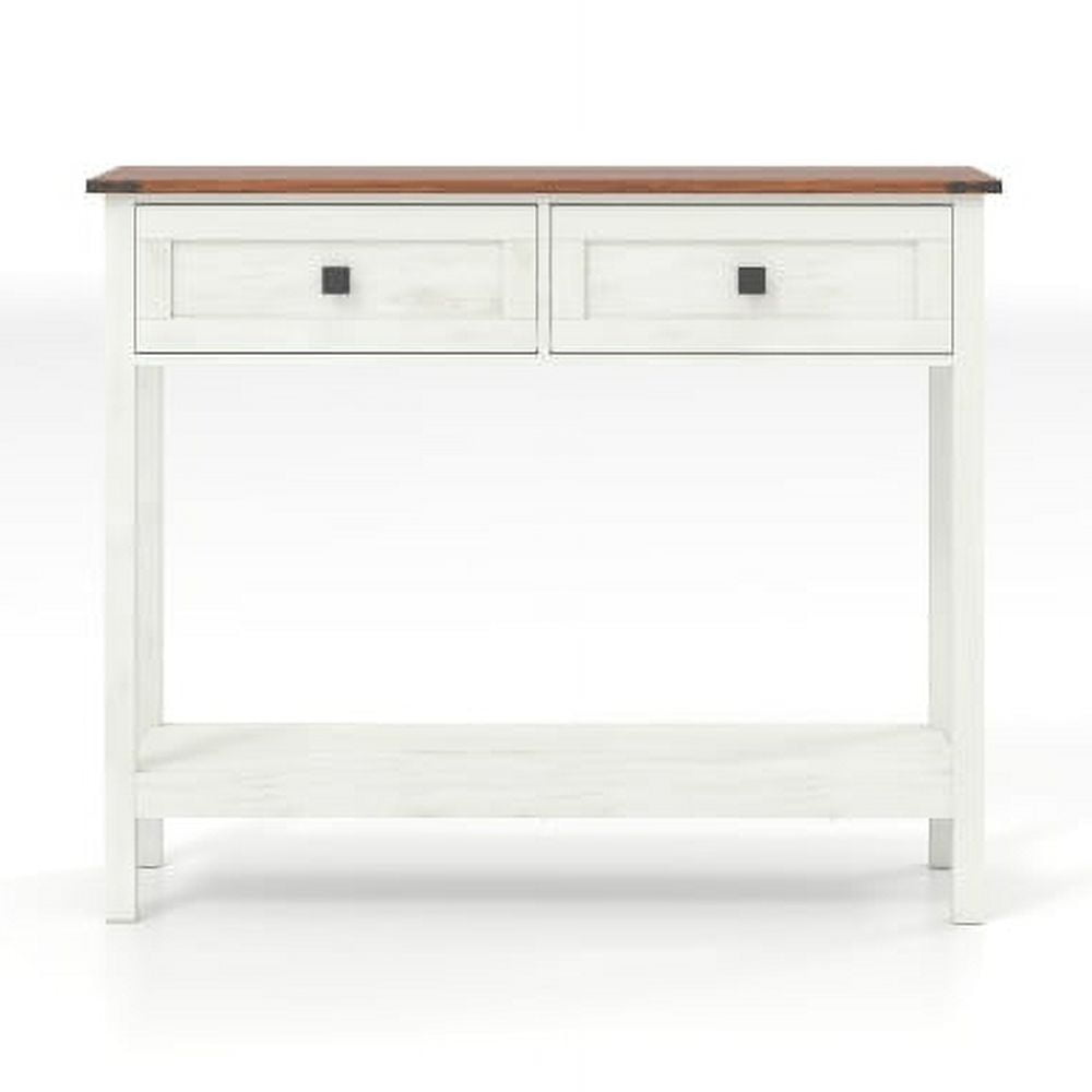 Entryway Table with 2 White Sliding Doors, Console Table with Storage ...