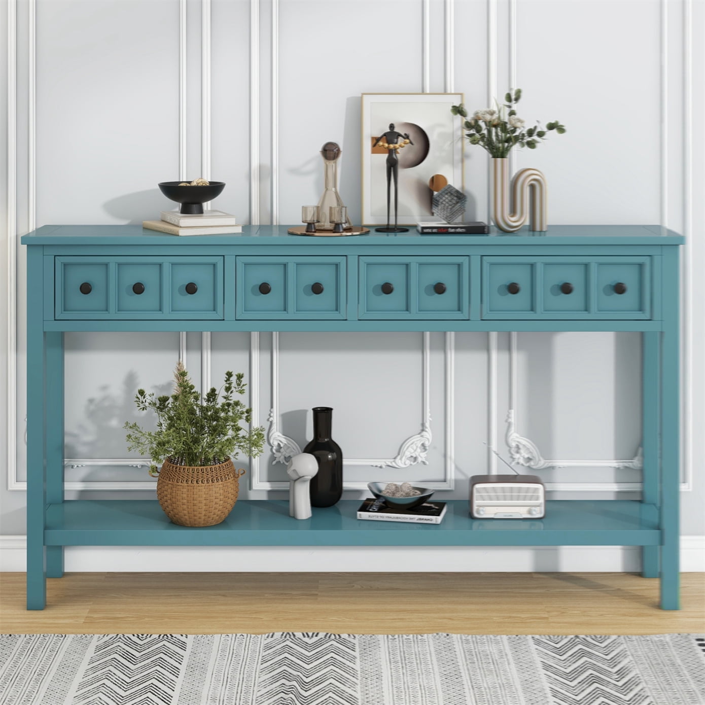 Entryway Table, 60" Long Console Table with 2 Different Size Drawers ...