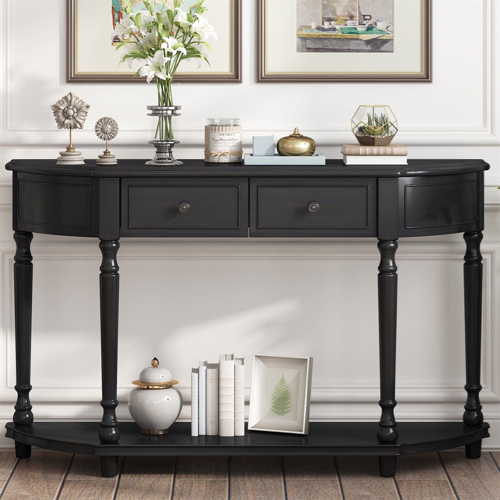 Entryway Table, Console Table with 2 Top Drawers Open Style Shelf and ...