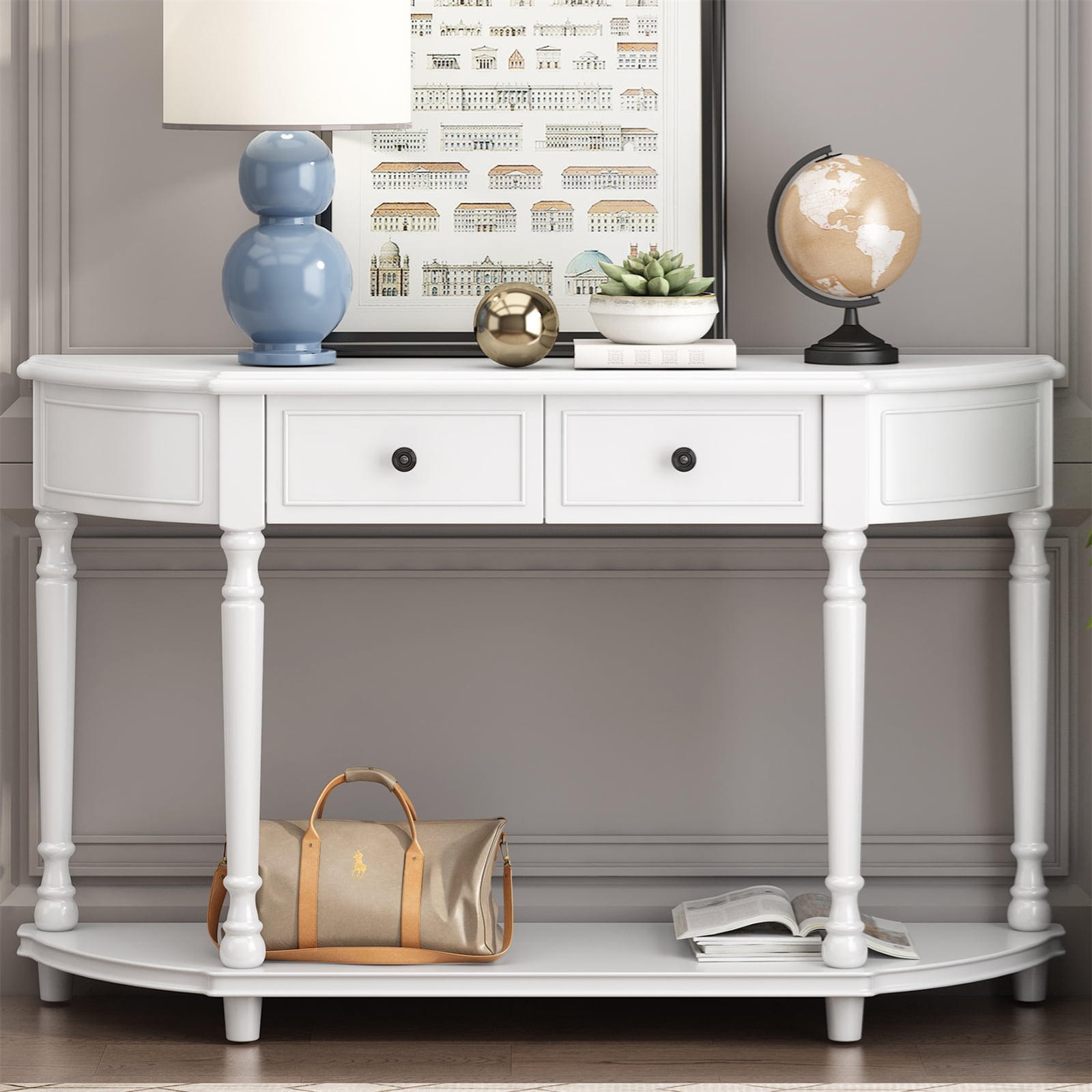 Entryway Table, Console Table with 2 Top Drawers Open Style Shelf and ...