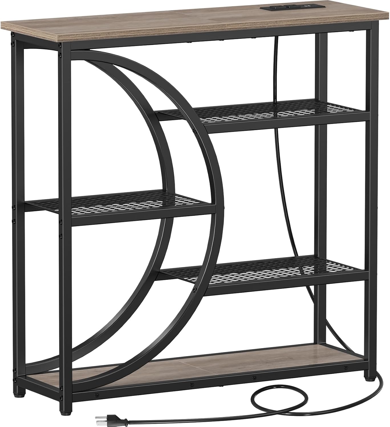 Entryway Table, Console Table with Charging Station, Industrial Narrow ...