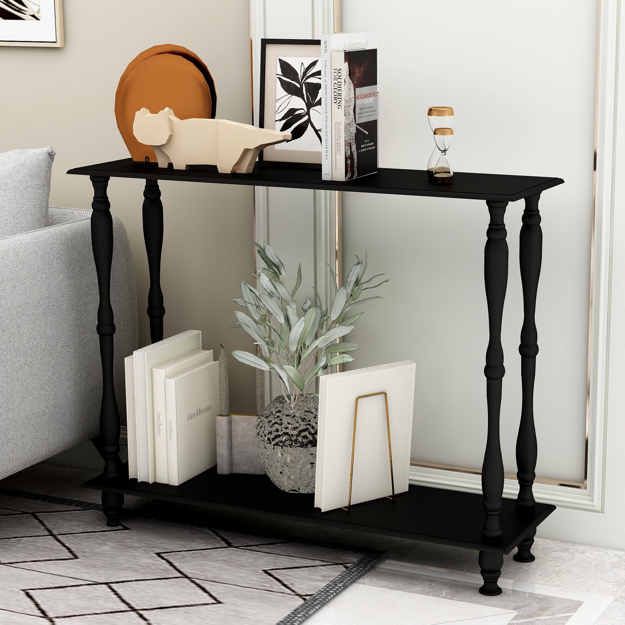 TaoHFE 32" Vintage Wooden Console Table, Black - Walmart.com