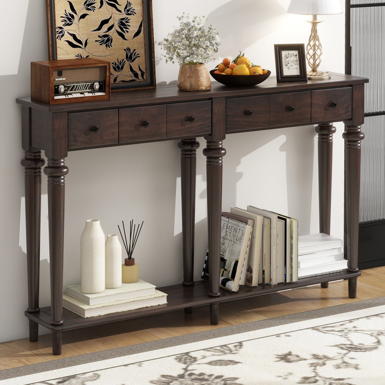 Entryway Table, Narrow Console Table with Storage Drawers and Shelf ...
