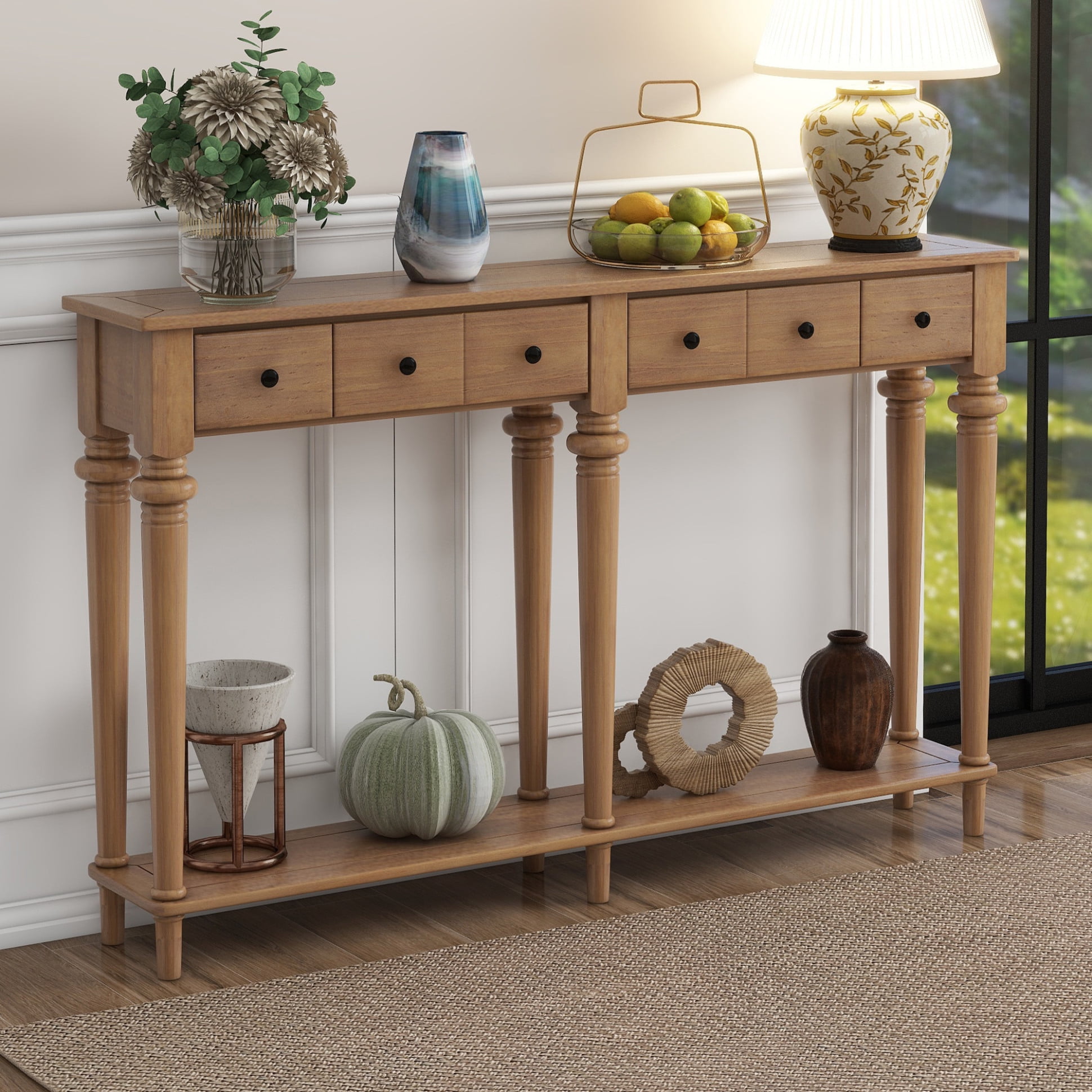 Entryway Table, Narrow Console Table with Storage Drawers and Shelf ...