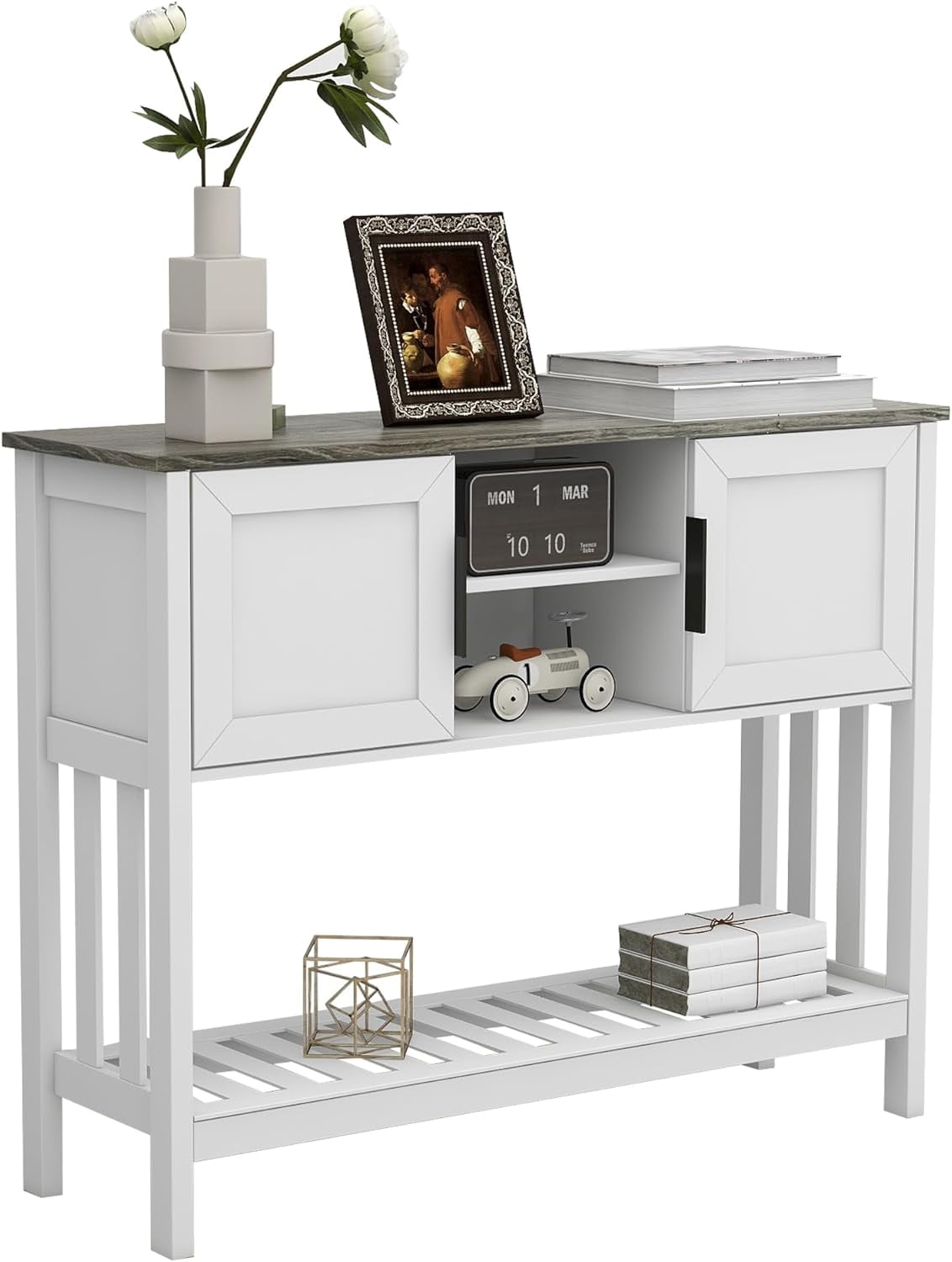 Entryway Table with Storage,Console Table with 2-Tier Shelves,Foyer ...