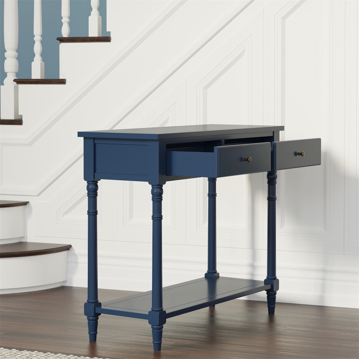 Entryway Table with Storage Drawers, Console Table with Bottom Open ...