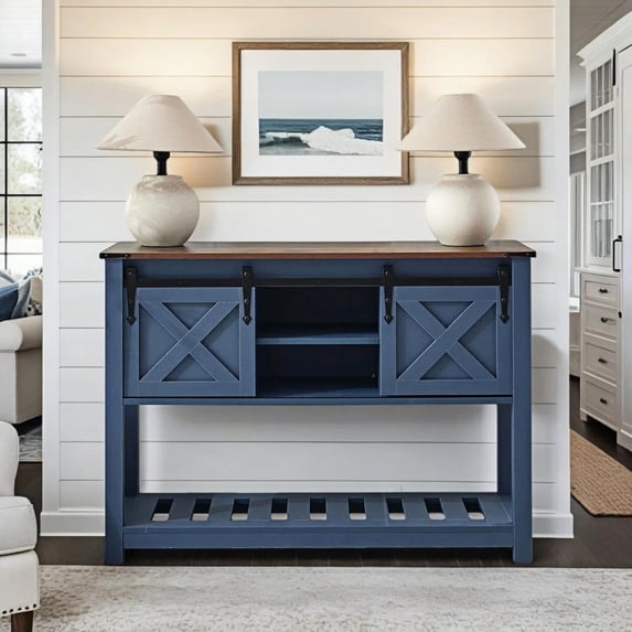 Entryway Table with Storage, Farmhouse Buffet Cabinet Coffee Bar ...