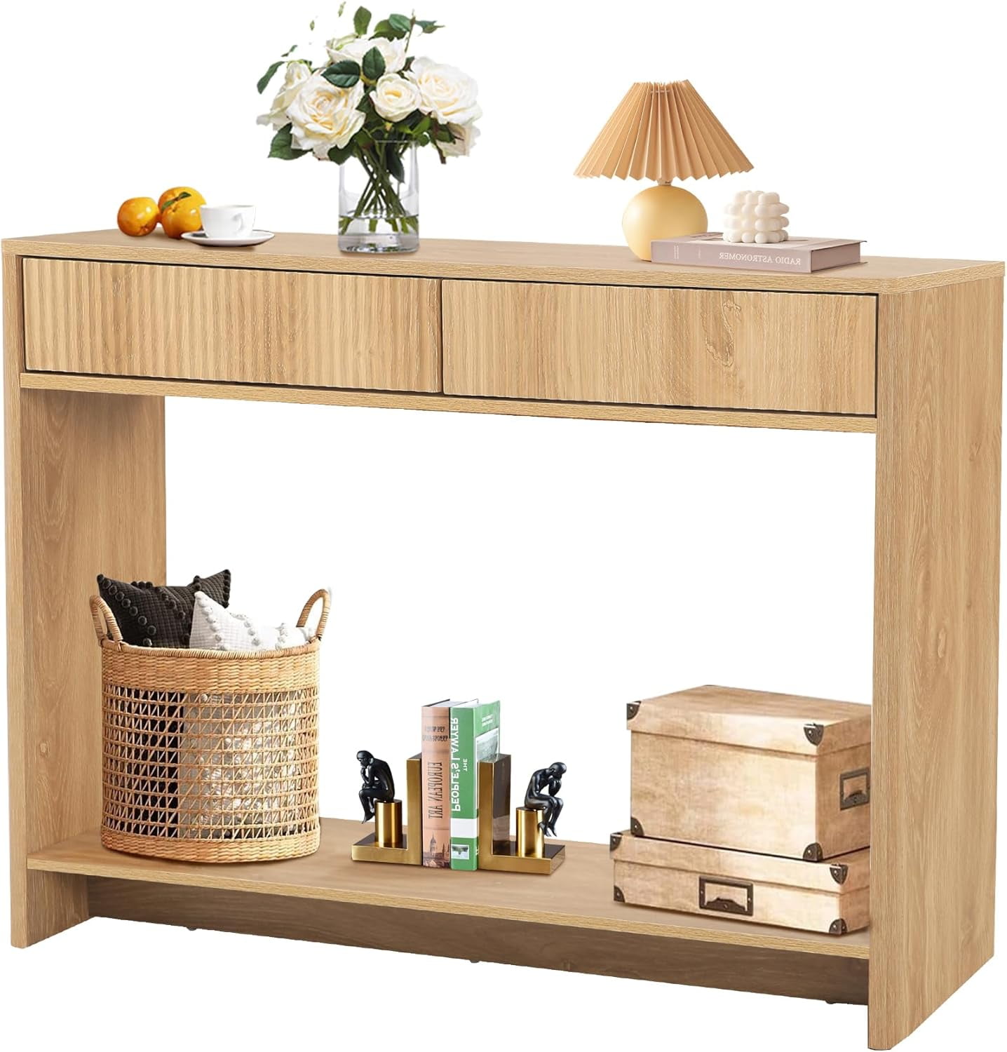 Entryway Table with Storage, Narrow Console Table with Drawers, 43.3 ...