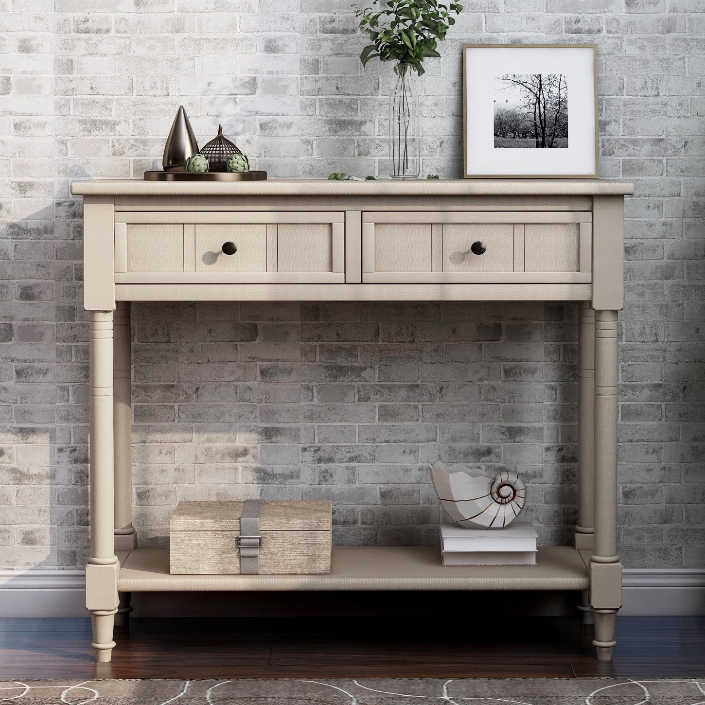 SEGMART Solid Wood Console Table with Storage, Modern Entryway Table ...