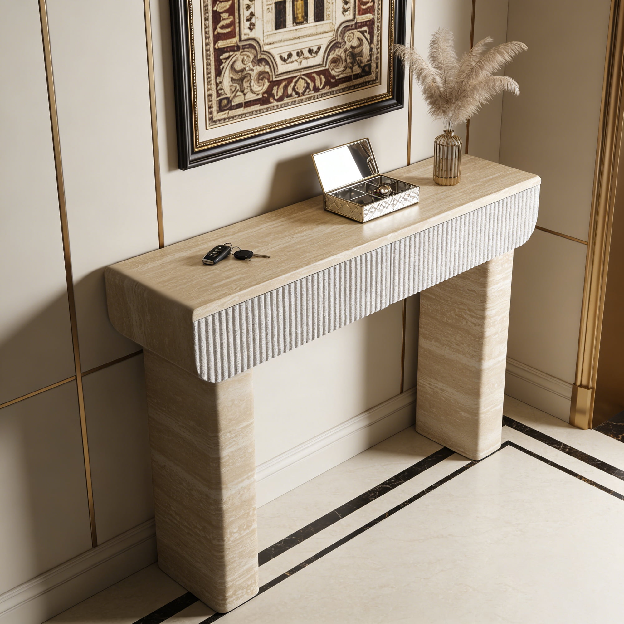 Entryway Table, Two Hidden Handle Drawers, Console Table ,Easy Assembly ...