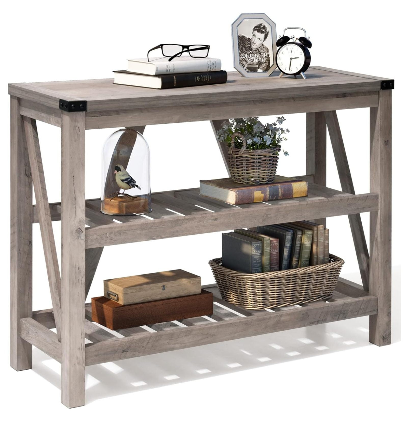 Entryway Table - Wood Console Table with Shelves, Farmhouse Sofa Table ...