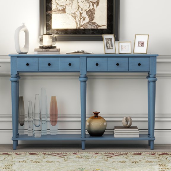 Plank+Beam 46" Mid Century Modern Console Table with Storage Shelves ...