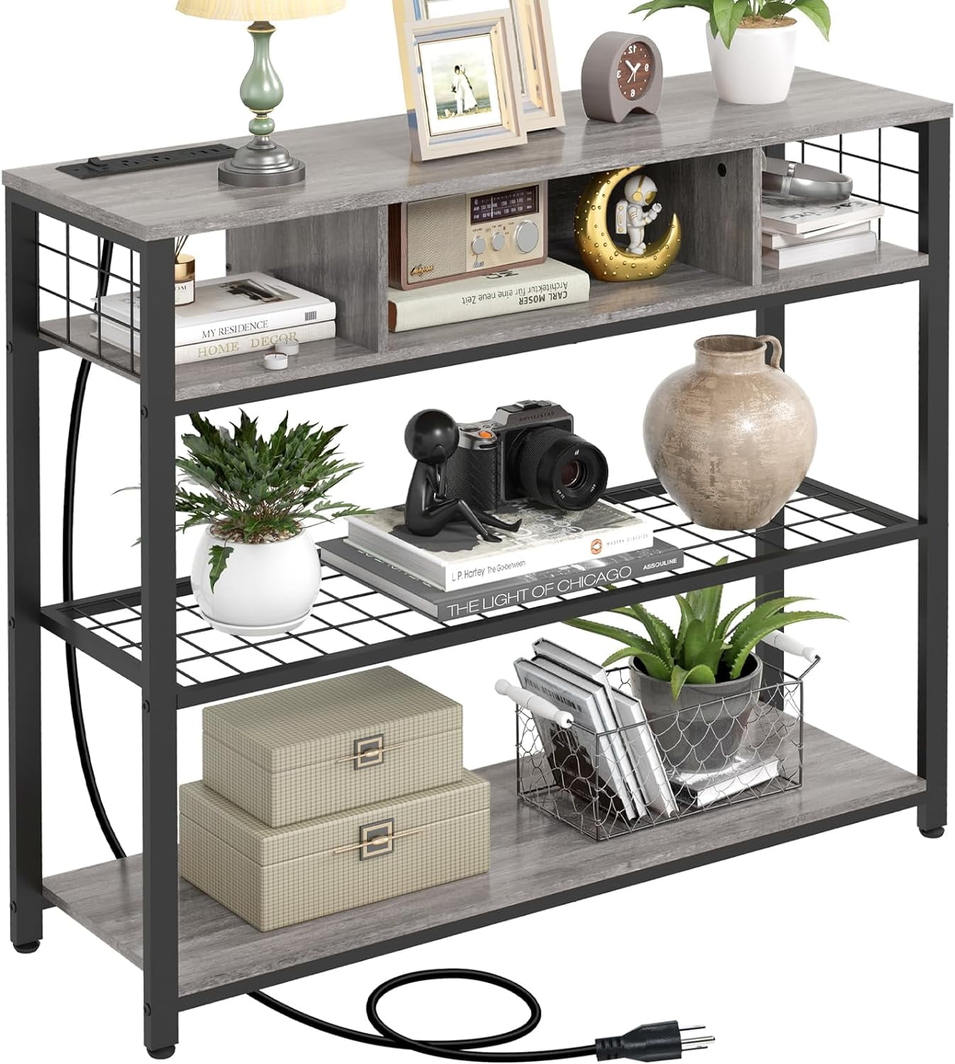 Entryway Tables with Charging Station, Narrow Console Tables with ...