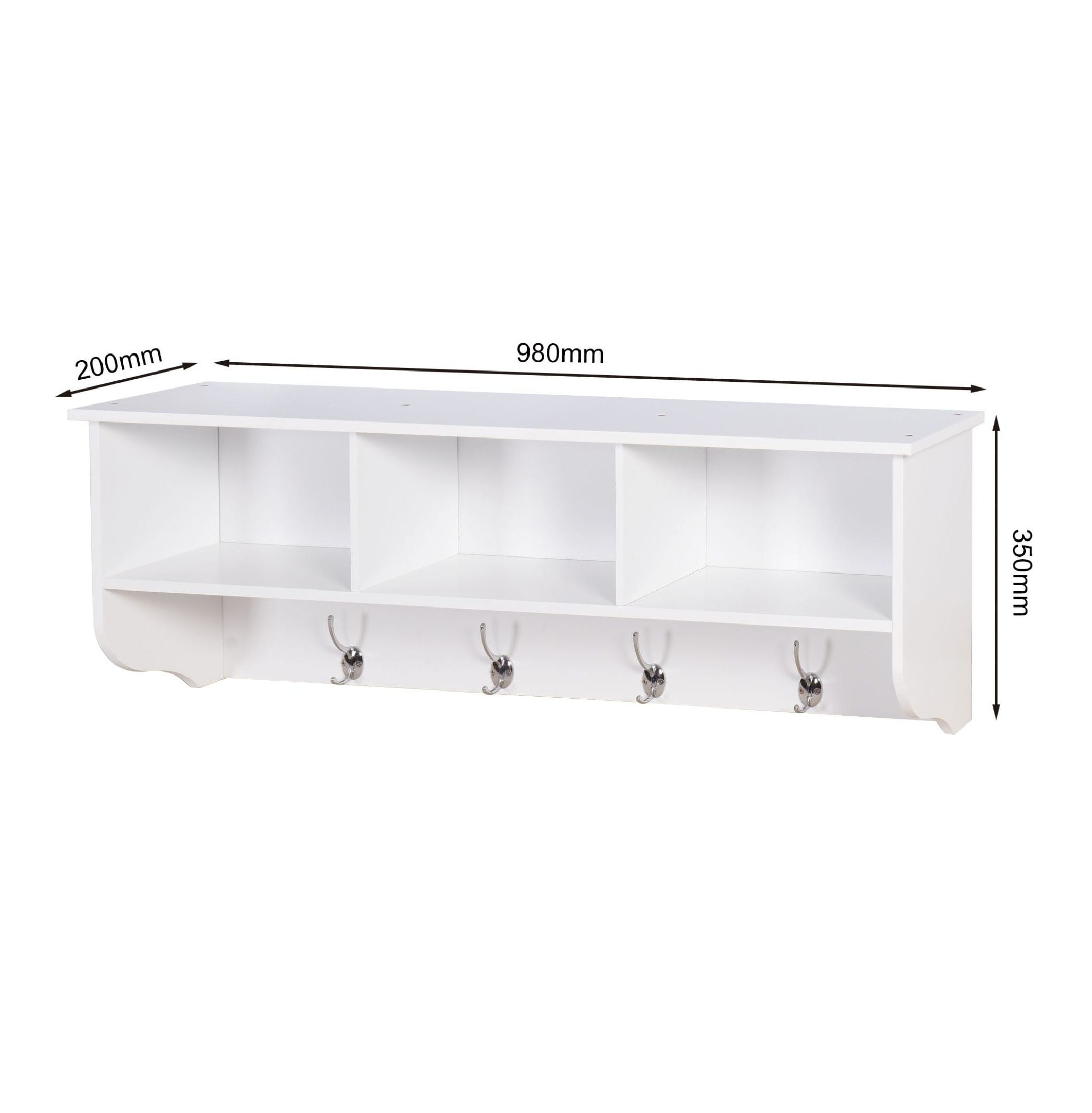 Entryway Wall Mounted Coat Rack with 4 Dual Living Room Wooden Storage ...