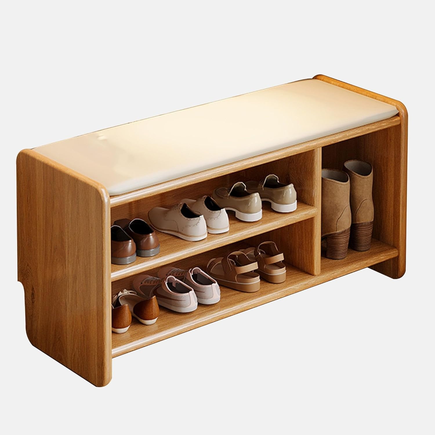 Entryway Wooden Shoe with Storage Wood Shoe Organizer Rack for Front ...