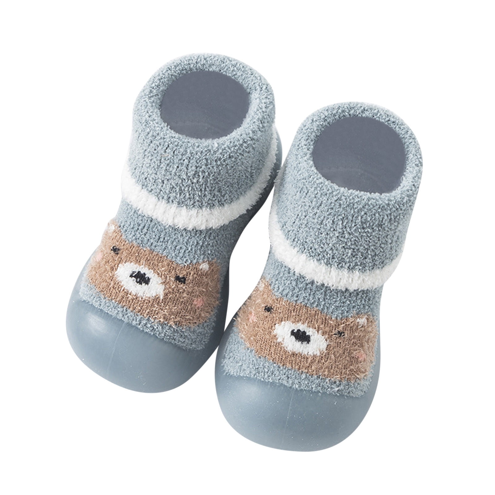 Entyinea Baby Walking Sock Shoes Rubber Sole Indoor First Walking ...