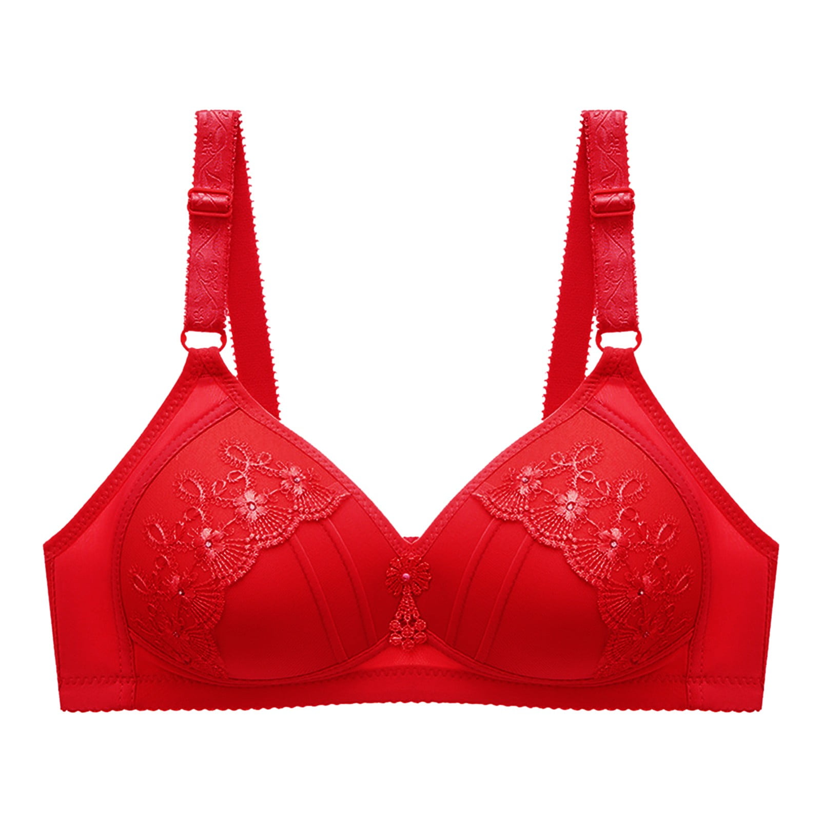 Entyinea Bra for Women Fashion Lace Deep V Bralette Everyday Bra Red 40 ...