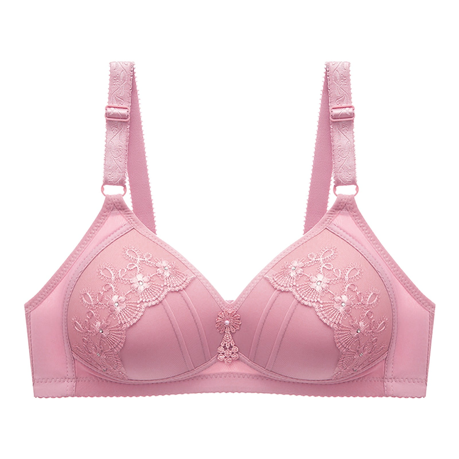 Entyinea Bra for Women Seamless Rib Triangle Bralette Rose Gold 42 ...