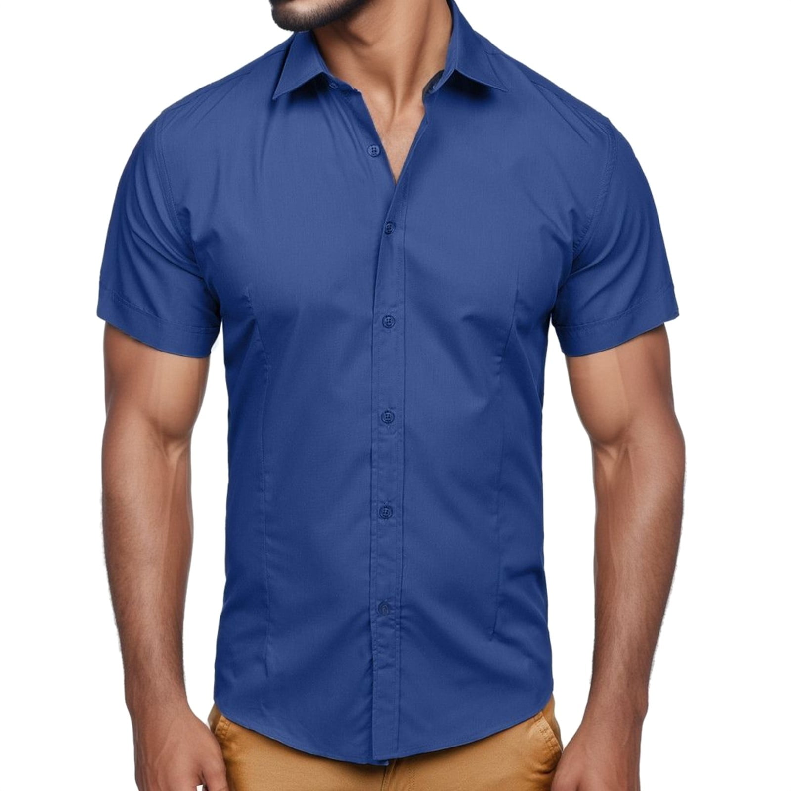 Entyinea Button-Up Shirt for Men Button Down Short Sleeve Printed ...