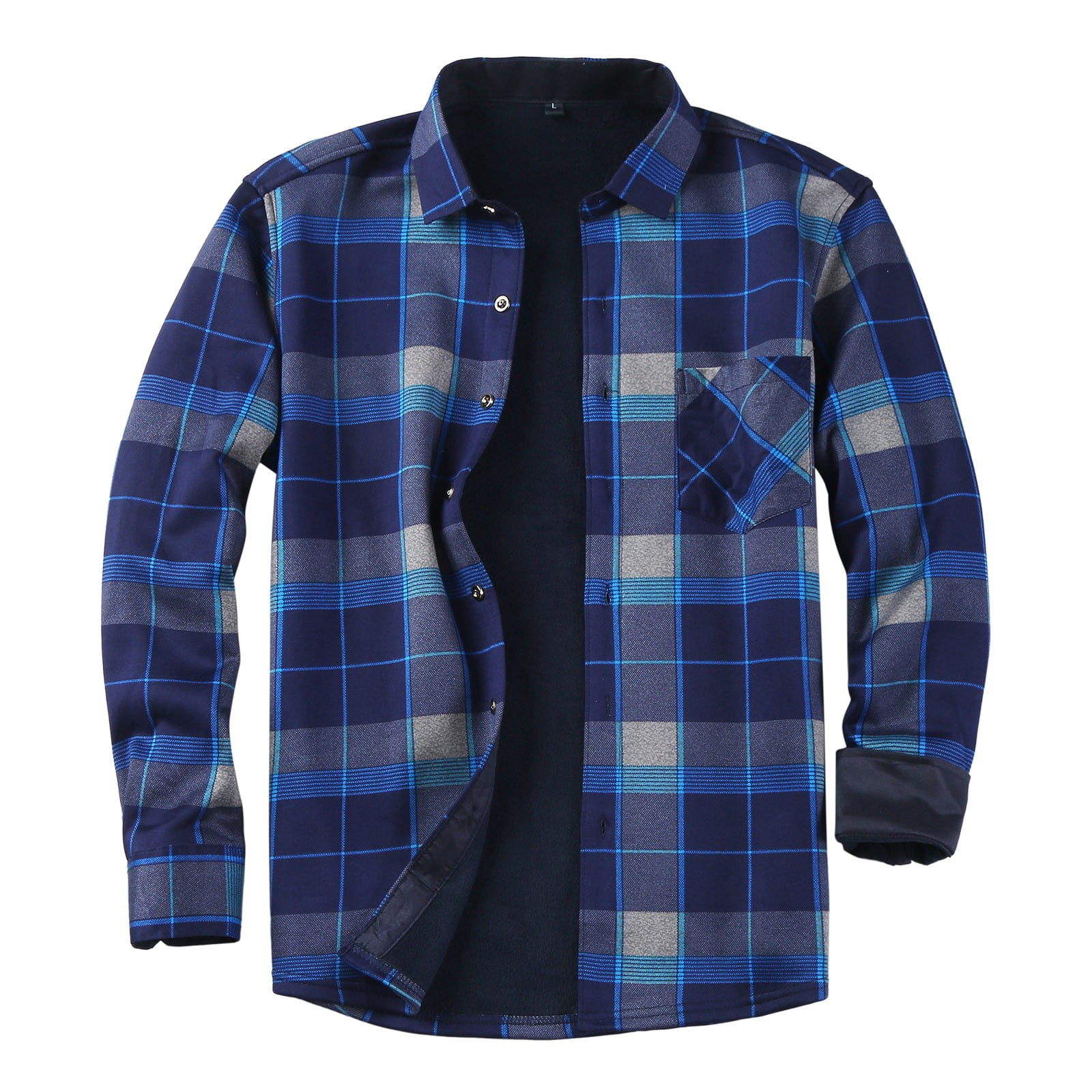 Entyinea Button-Up Shirt for Men Long Sleeve Solid Slim Fit Casual ...