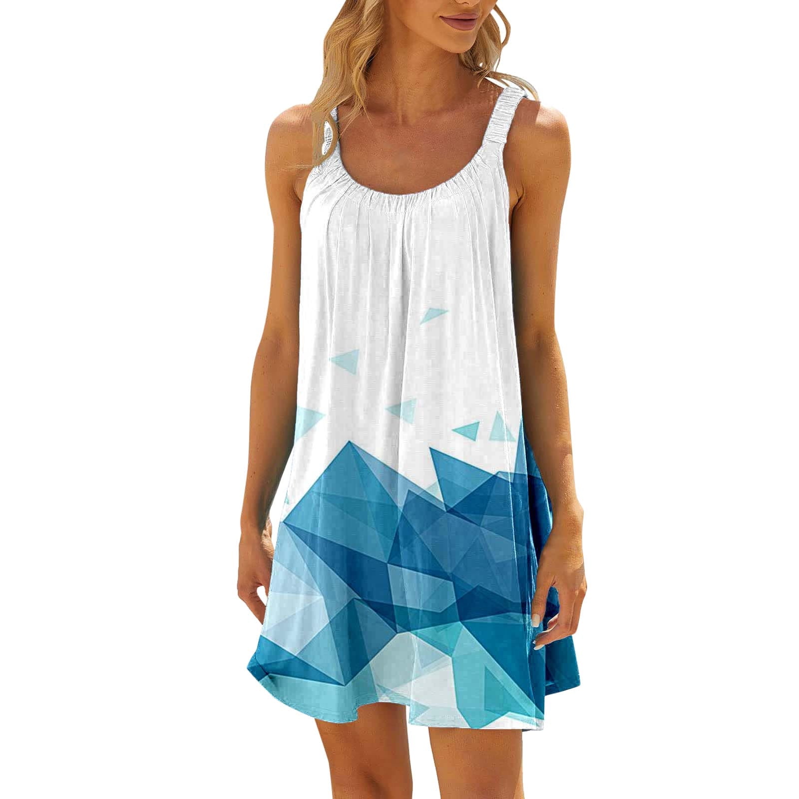Entyinea Flowy Dresses For Women Casual Sleeveless V Neck Flowy Tunic