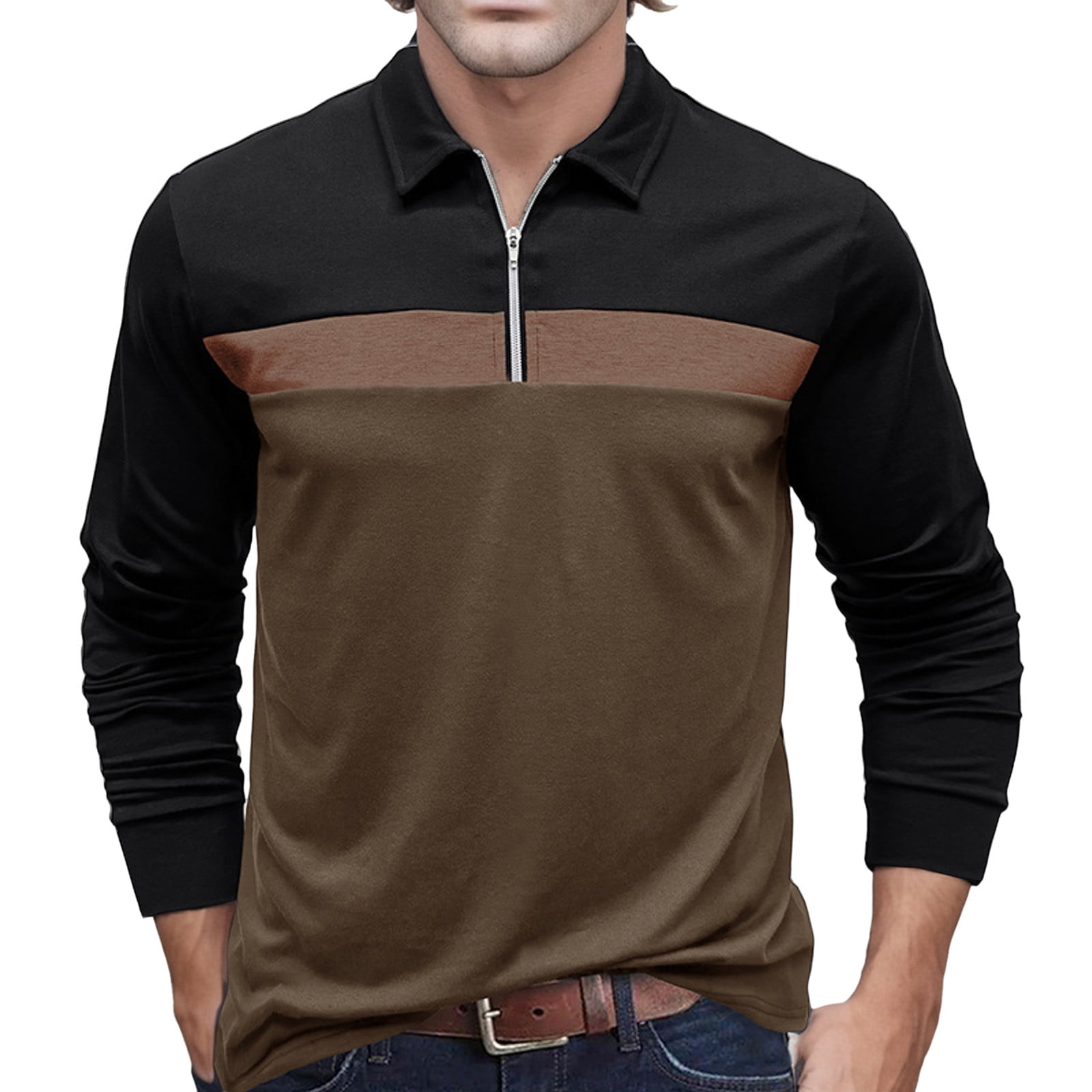 Entyinea Golf Polos for Men Quick Dry Polo Shirts Long Sleeve Henley ...