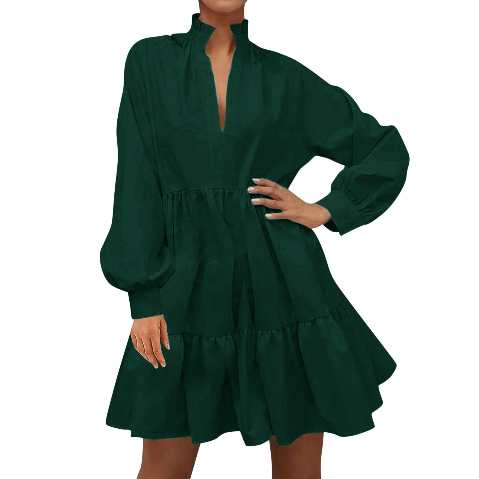 Entyinea Long Sleeve Dresses Women Elegant Wedding Guest Dress Long Sleeve Midi Dress Flowy