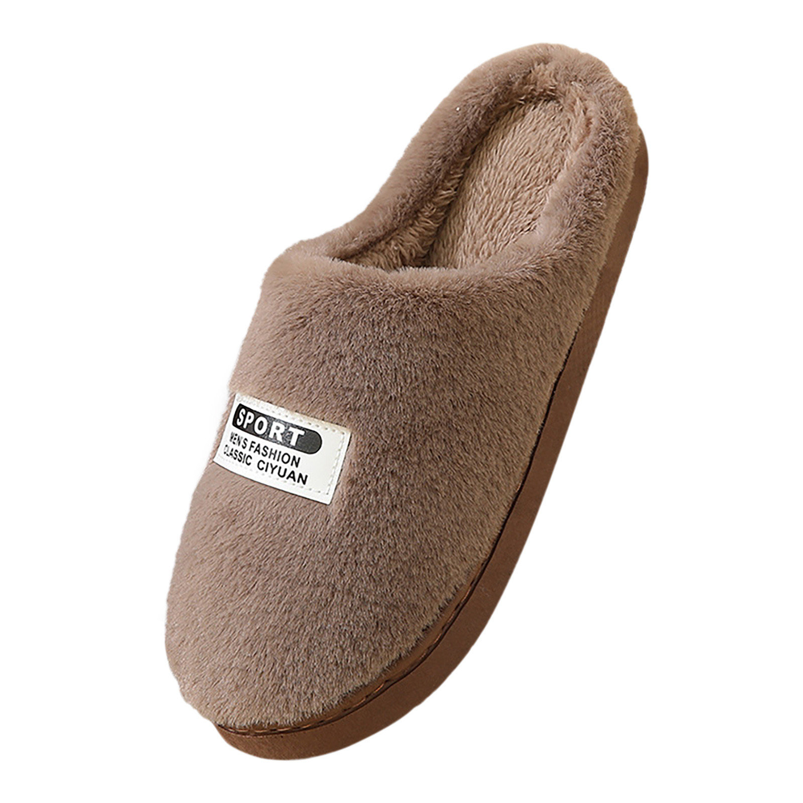 Entyinea Men Slippers Memory Foam Slide Slippers Warm Fuzzy Fluffy ...