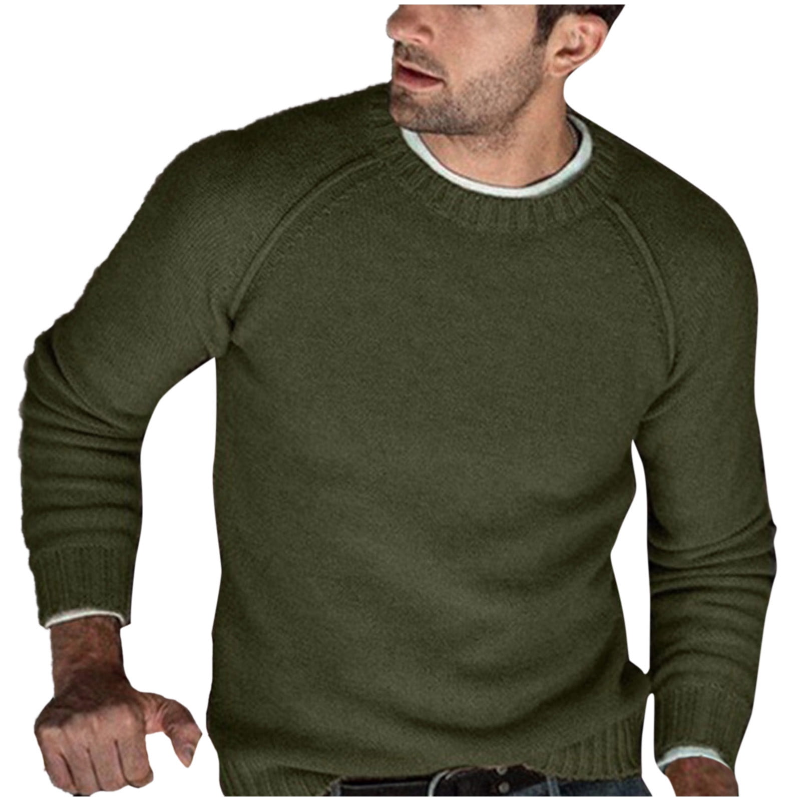 Entyinea Men's Crewneck Sweater Soft Casual Sweaters for Men Classic ...