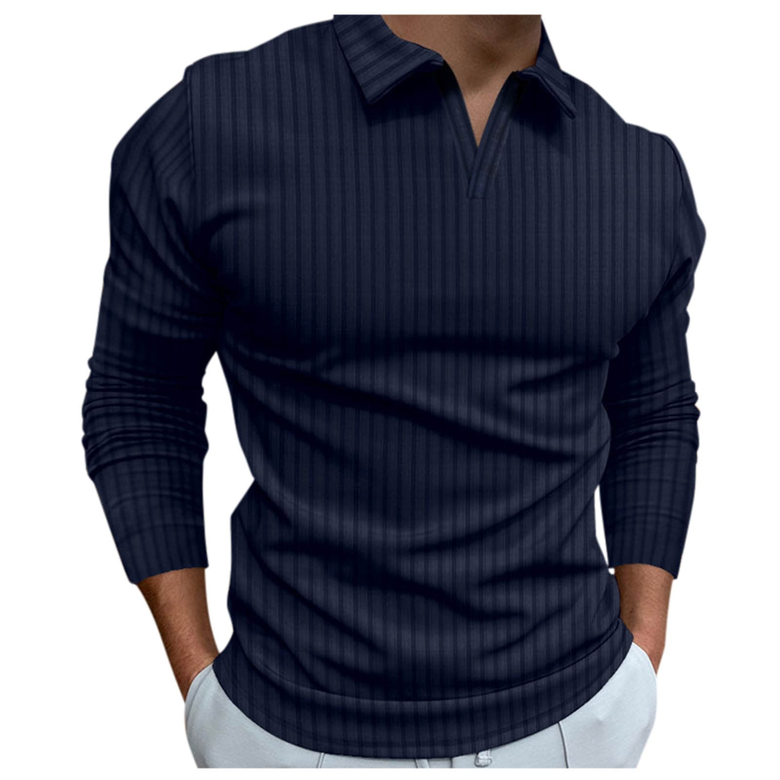 Entyinea Men's Long Sleeve Polo Shirts Quick-Dry Long Sleeve ...