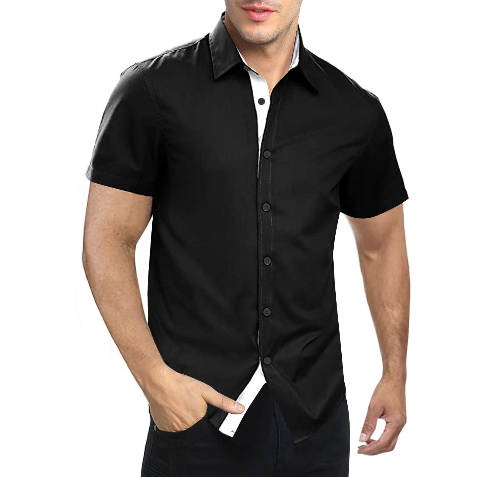 Entyinea Mens Fashion Shirts Button Down Short Sleeve Linen Shirts For