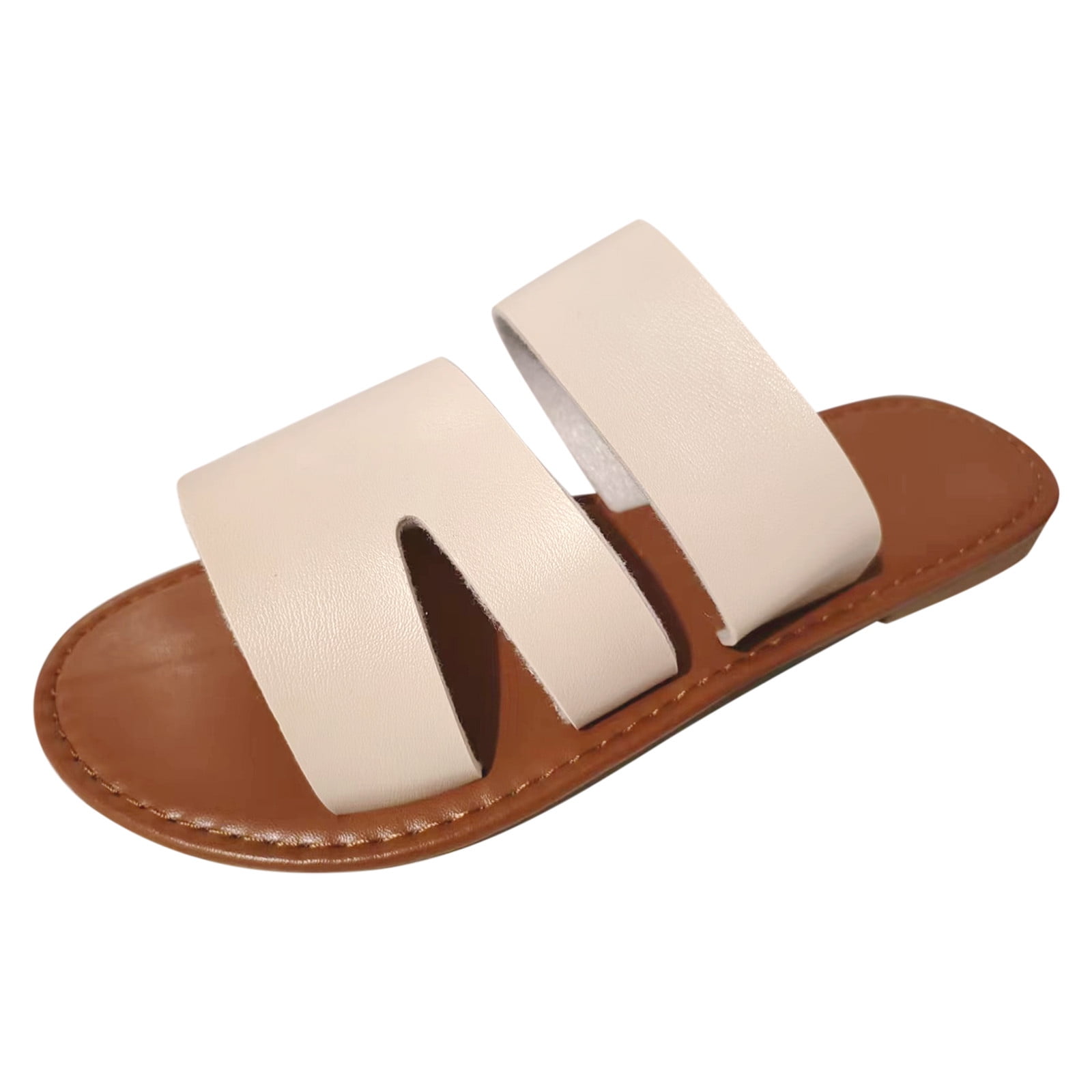Entyinea Platform Slide Sandals for Women Open Toe Bow Single Band Slip ...