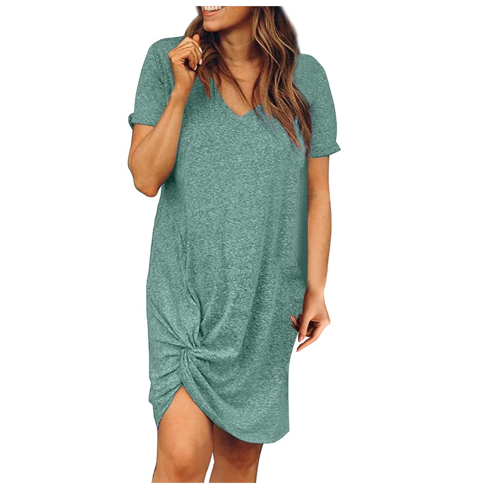 Entyinea Spring Summer Dresses For Women 2024 Female Deep V Neck Short