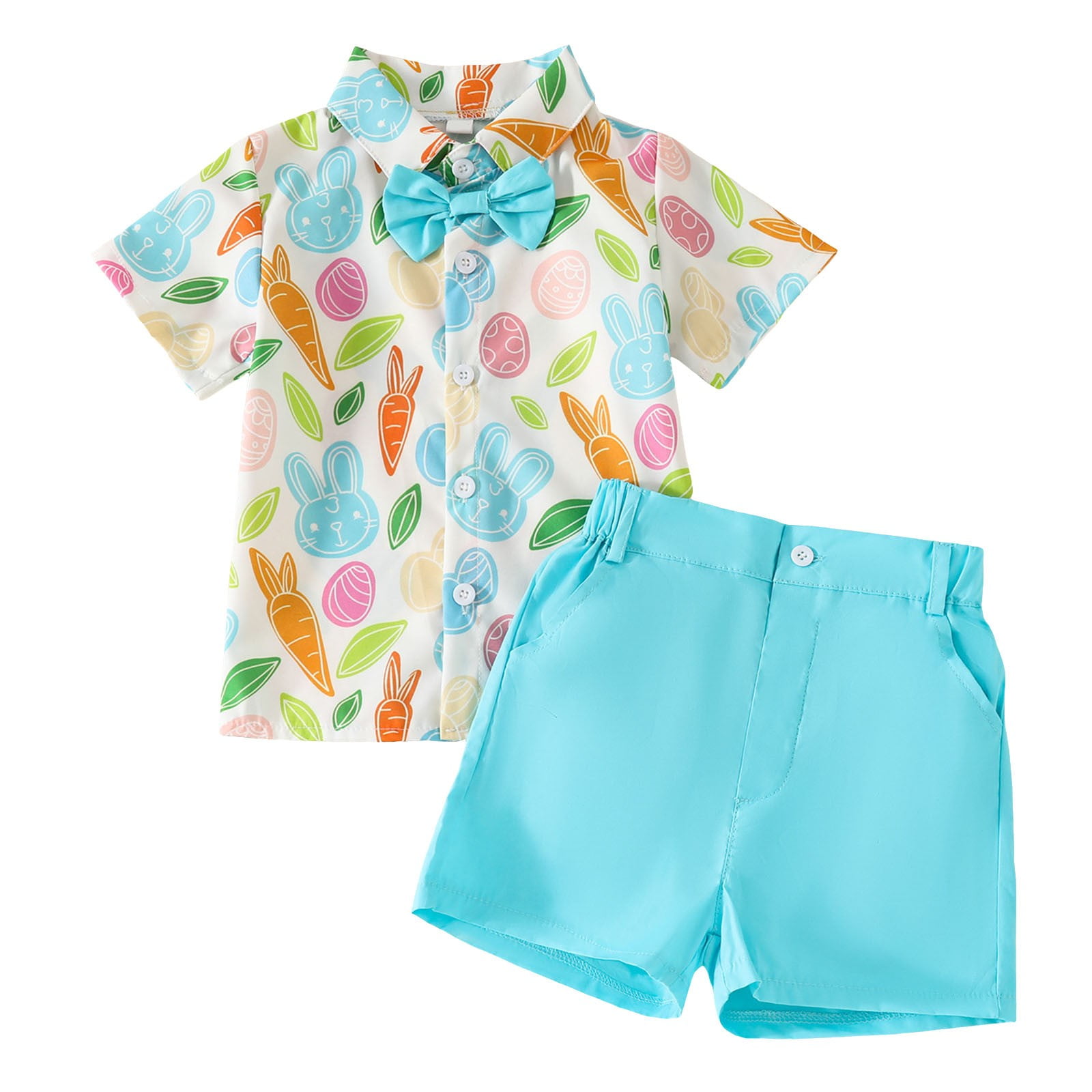 Entyinea Toddler Boy Easter Suit Bow Tie Bunny Shirt Pocket Casual ...