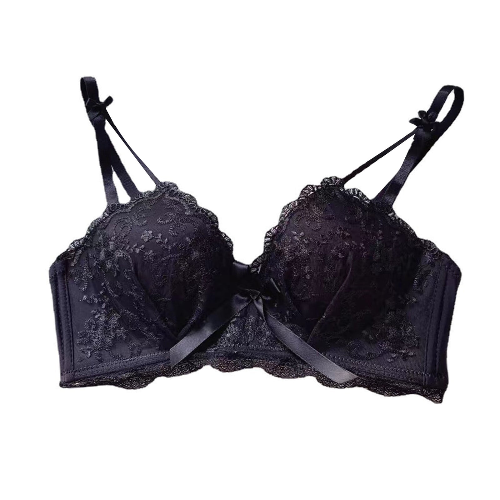 Entyinea Women's Bra Fashion Plus Size Back-Closure Underwire Bra Black ...